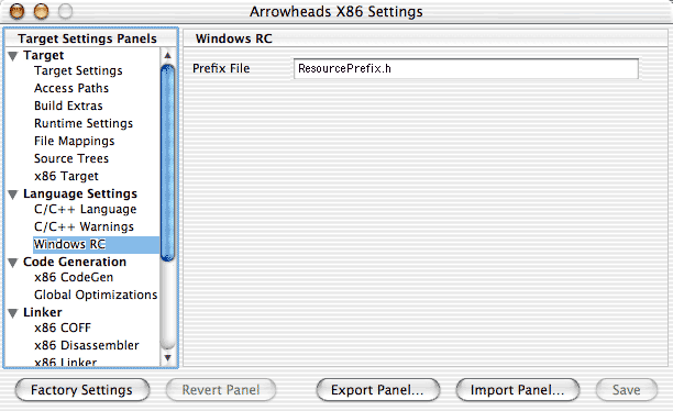 Cross-platform CodeWarrior project seettings