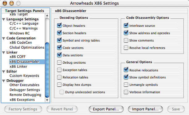 Cross-platform CodeWarrior project seettings